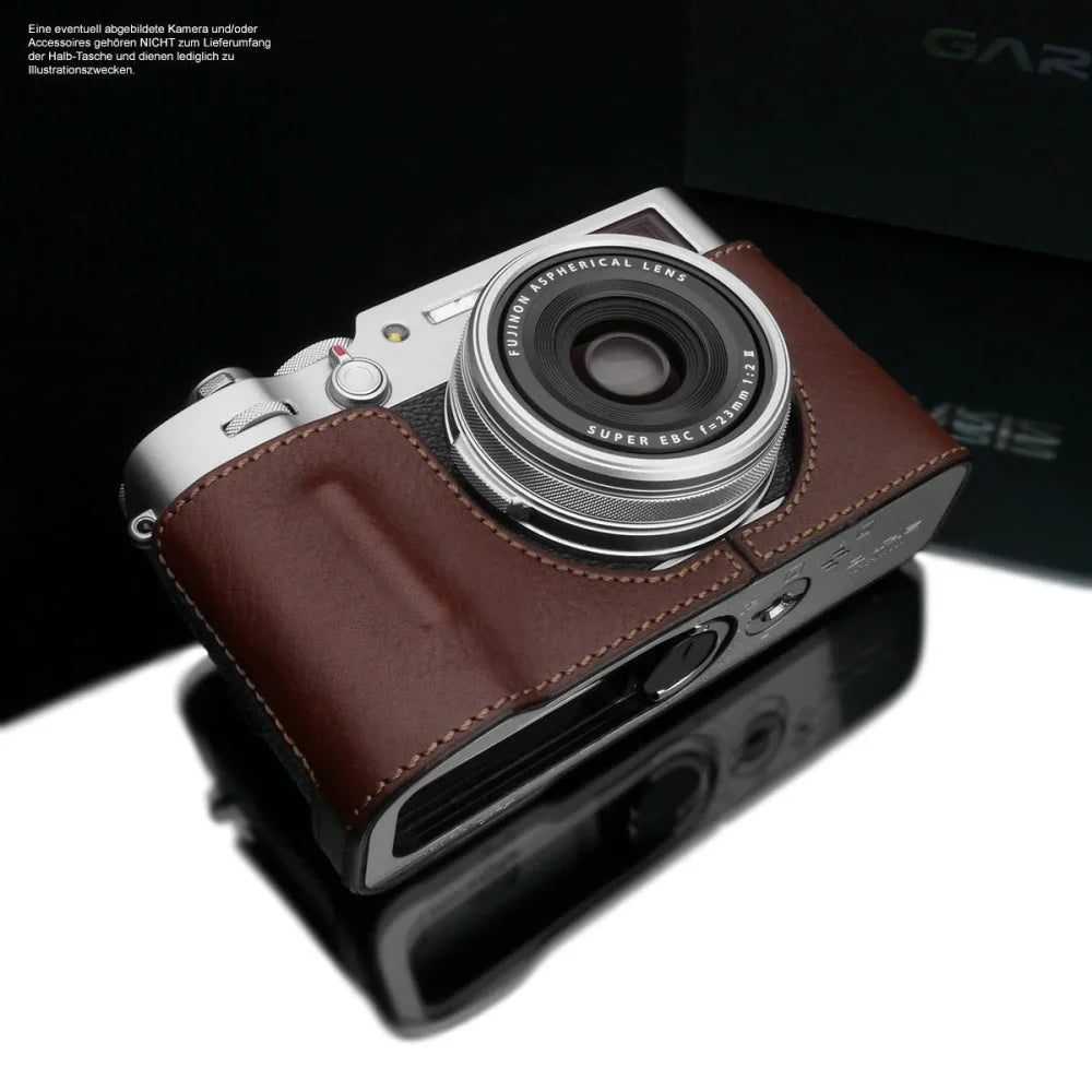 Fototasche für Fuji X100V Kompaktkamera | italienisches Leder | Braun ...